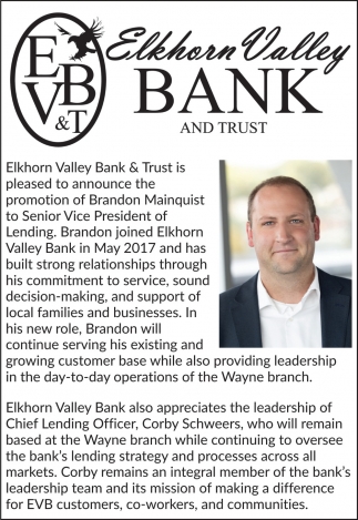 Bank & Trust, Elkhorn Valley Bank - Wayne, Wayne, NE